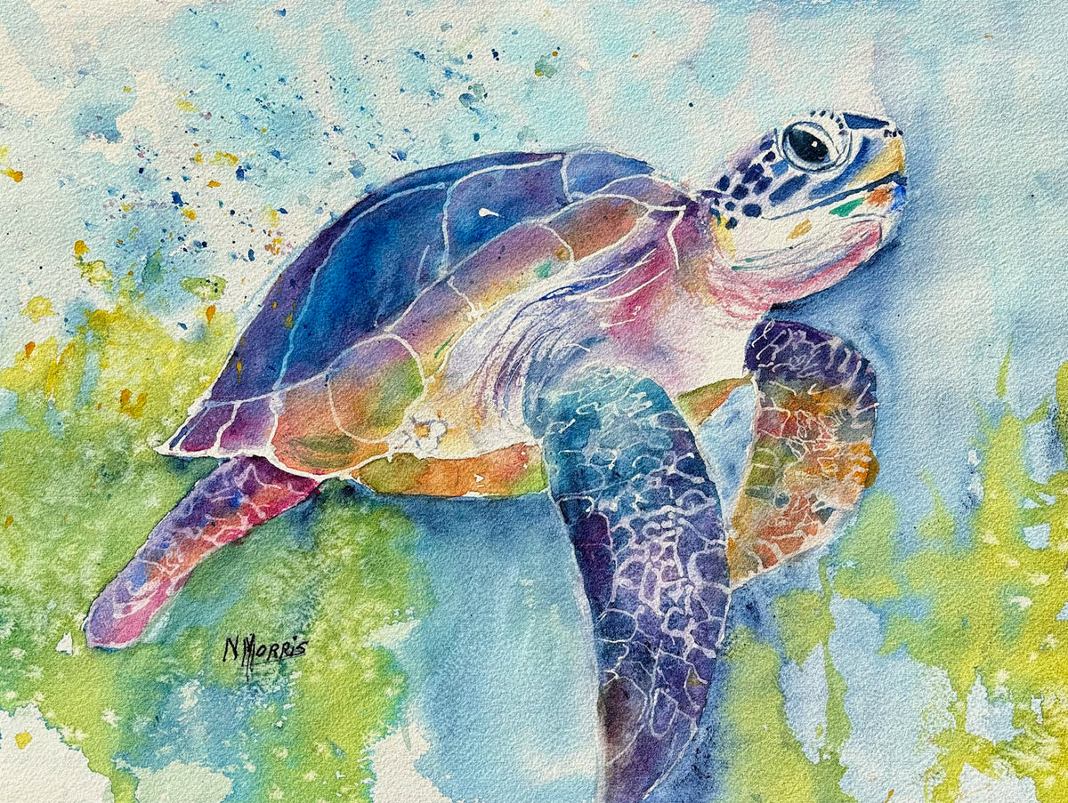 "Swimming Sea Turtle" – Nancy Morris Art