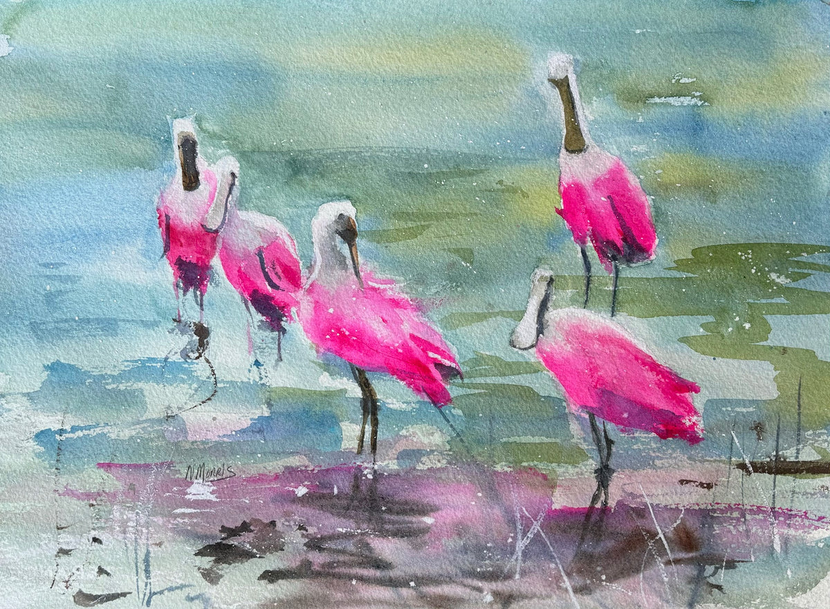 "Spoonbill Gathering" – Nancy Morris Art